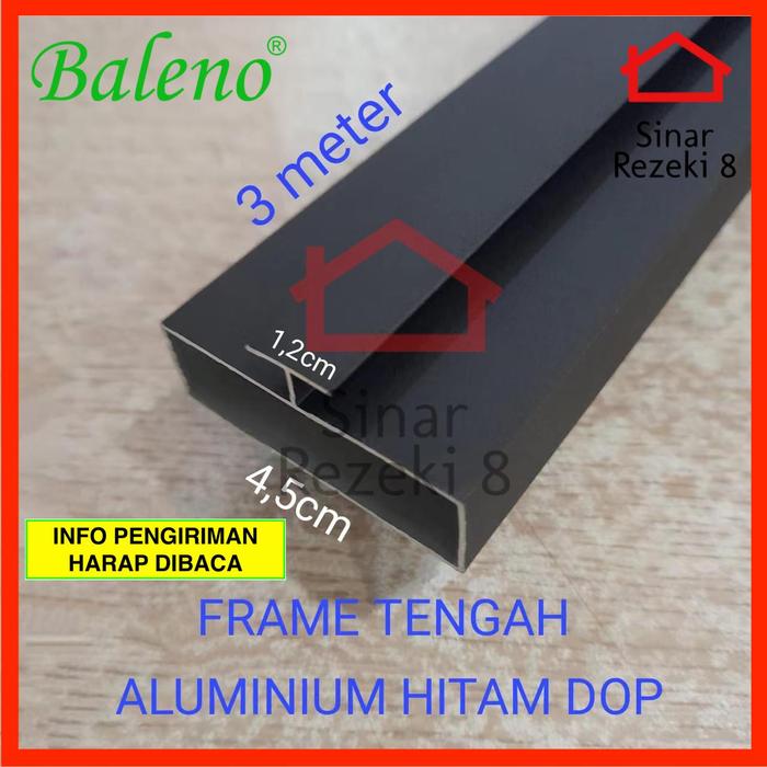 Jual Frame Aluminium Tengah Hitam Profil Lis List Frame Kaca Lemari FT ...