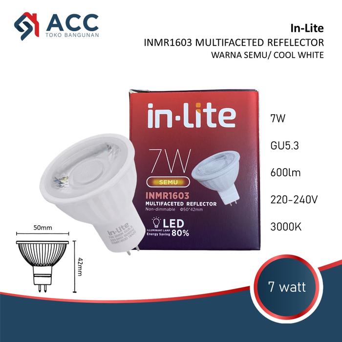 Jual InLite Lampu LED Spot MR16 220VOLT 7 WATT 7W Spotlight MR1603 220V - Semu 4000K - Kota ...