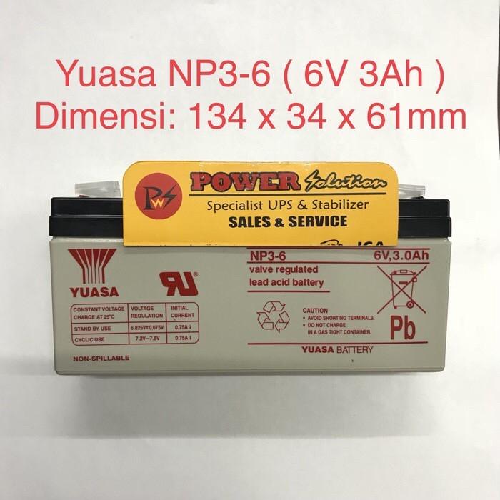 Jual Baterai Aki Kering Yuasa 6v 3Ah / Yuasa Np3-6 / Yuasa Battery 6v ...