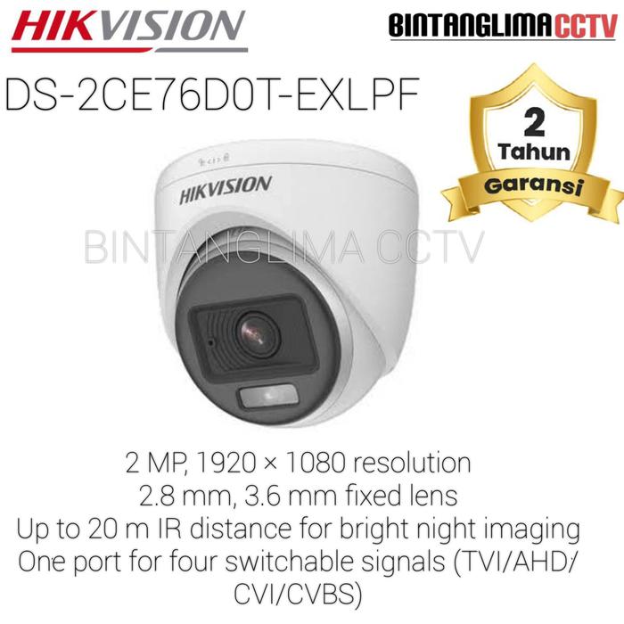 Jual HIKVISION INDOOR 2MP Dual Light Indoor Fixed Turret Camera ...