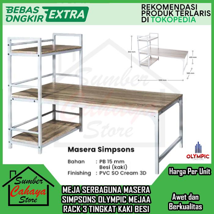 Jual Olympic Meja Serbaguna Masera Mejaa Rack 3 Tingkat Kaki Besi ...
