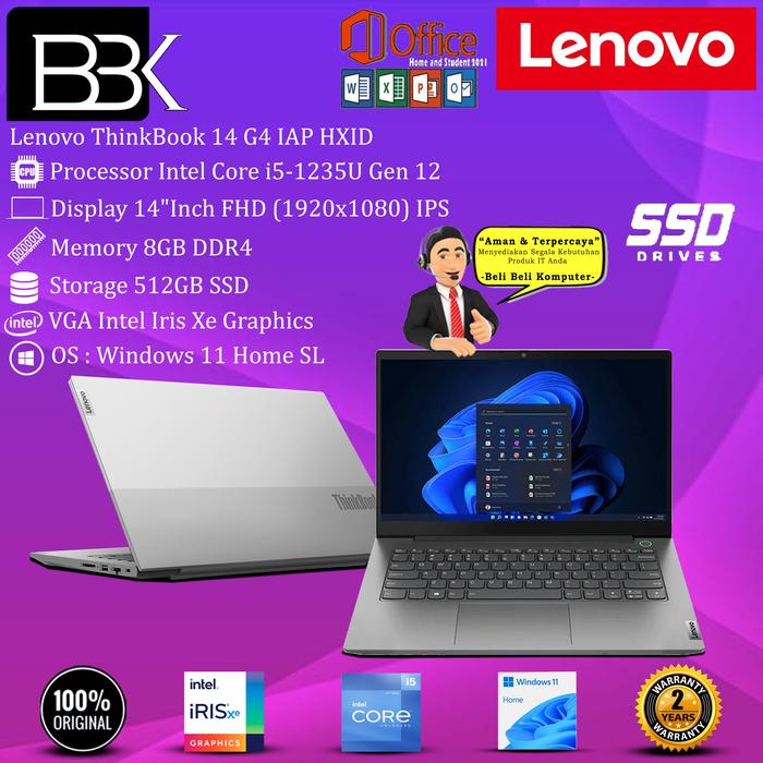 Jual Lenovo ThinkBook 14 G4 IAP HXID i5-1235U 8GB 512GB SSD VGA W11HSL ...