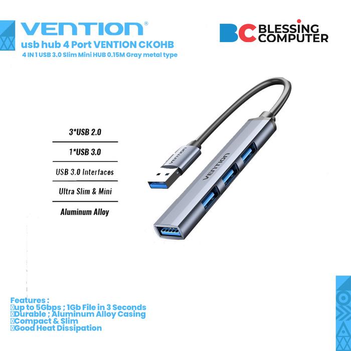 Jual usb hub 4 Port VENTION CKOHB 4 IN 1 USB 3.0 Slim Mini HUB - Kota ...