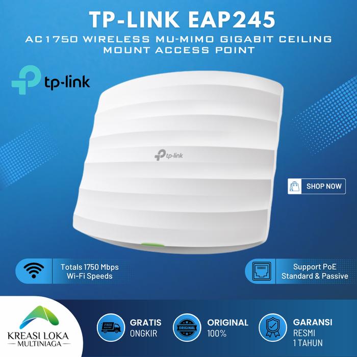 Jual TP LINK EAP245 AC1750 Wireless Gigabit Ceiling Mount Access Point ...