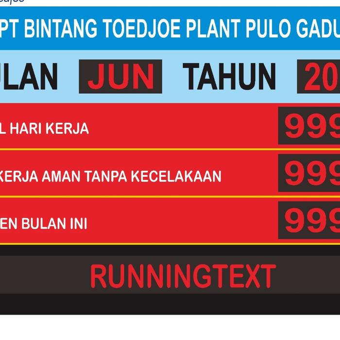 Jual HSE Board Digital 240x120 - Papan info Kecelakaan Kerja Safety ...