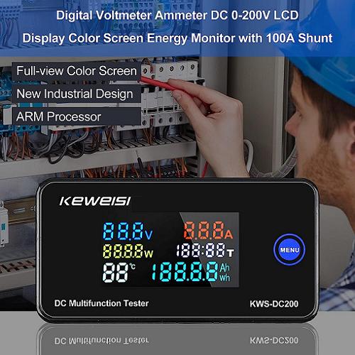 Jual Voltmeter Digital Display Color Screen 200V 100A Ampere Watt Meter ...