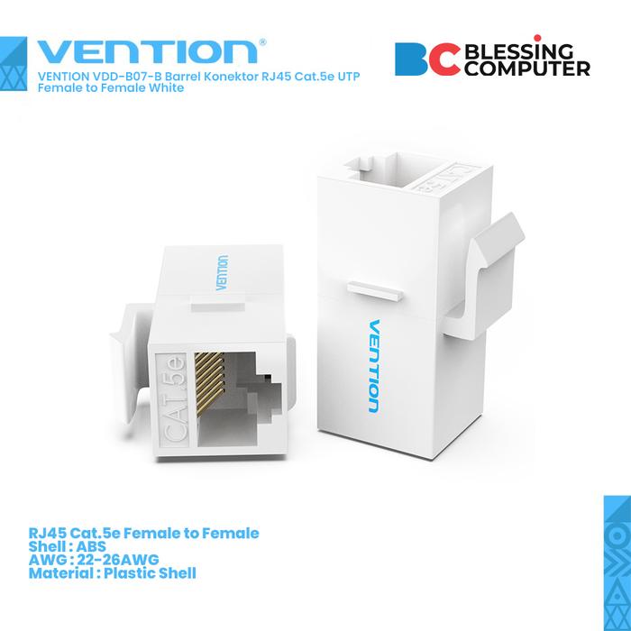 Jual VENTION VDD-B07-W Barrel Konektor RJ45 Cat.5e UTP Female to Female ...
