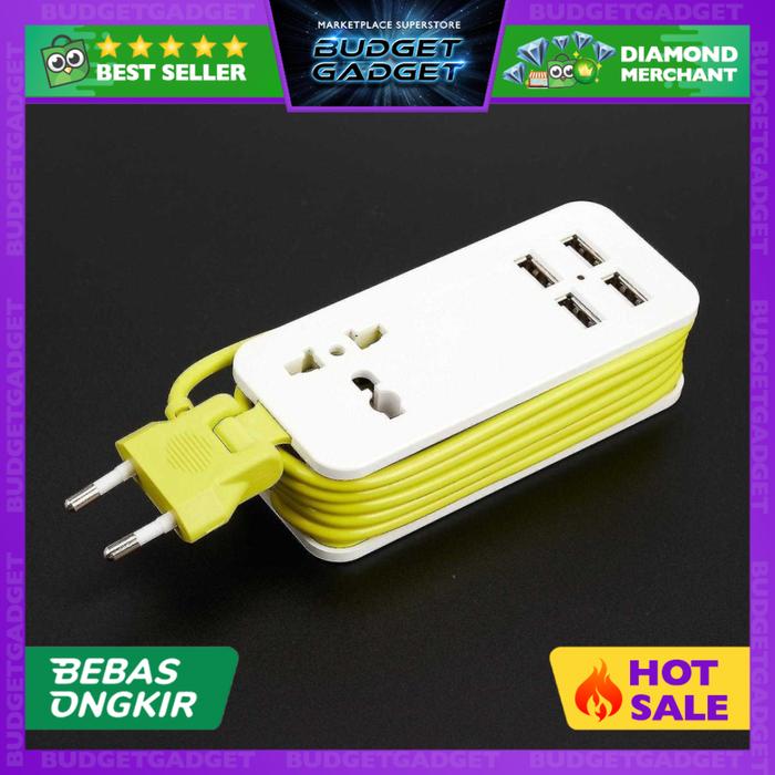 Jual Stop Kontak Colokan Listrik Travel Universal 4 USB Port EU Plug ...