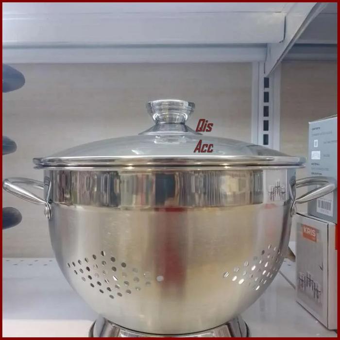 Jual Kris Chef Rice Colander Bakul Nasi Stainless Stell Tutup Kaca 26 ...