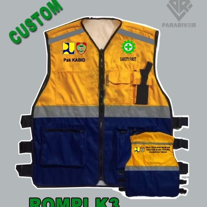 Jual CUSTOM Rompi Safety K3 Rompi Proyek Custom Logo Tulisan Nama dan ...
