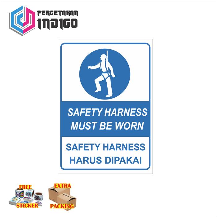 Jual plat alumunium rambu safety harness harus dipakai - 60x60 - Kab ...