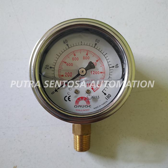 Jual PRESSURE GAUGE 2.5" 100BAR 100KG/CM² 1500PSI BOTTOM 1/4" BY SAFE GAUGE - Kota Semarang ...
