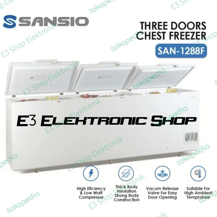 Promo SANSIO SAN-1288 F COMMERCIAL REFRIGERATION CHEST FREEZER 3 PINTU ...