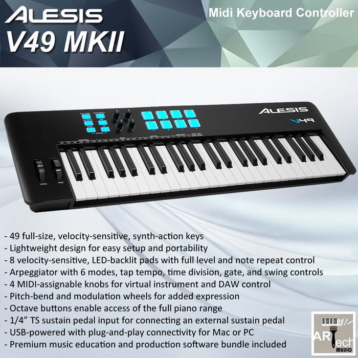 Jual Alesis V49 MKII / V49MKII / V49 MK2 USB MIDI Keyboard Controller ...