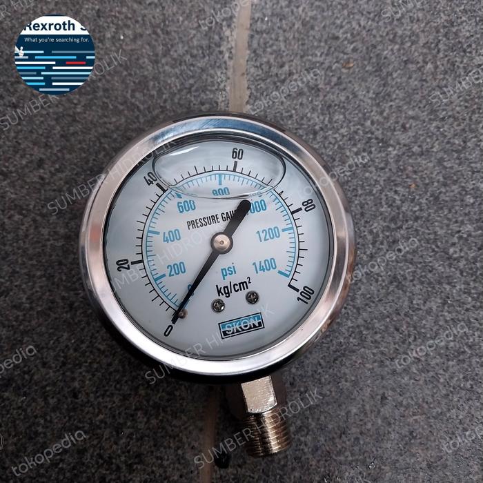 Jual PRESSURE GAUGE / MANOMETER 2,5" MERK SKON 100 BAR DRAT STAINLESS ...