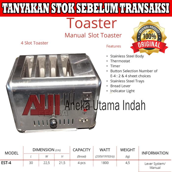 Jual Mesin Pemanggang Roti 4 Slice - Getra EST-4 - Bread Toaster 4 Slot ...