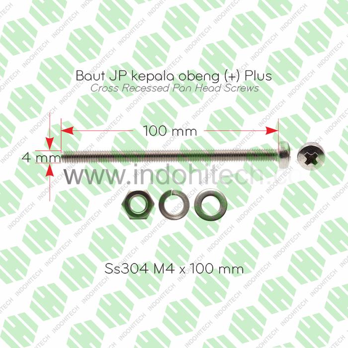 Jual Baut Mur Ring JP M4 x 100 mm SS304 bolt pan head screw 1 SET stainless - Kab. Bekasi ...