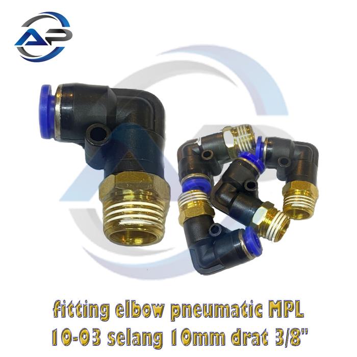 Jual fitting elbow pneumatic MPL 10-03 selang 10mm drat 3/8" inchi ...