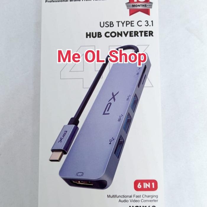 Jual USB HUB CONVERTER TYPE C 3.1 MACBOOK LAPTOP HDMI 6 in 1 PX UCH160 ...