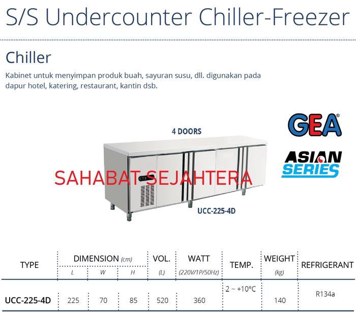 Jual Stainless Steel Undercounter Chiller GEA UCC 225 4D Chiller ...