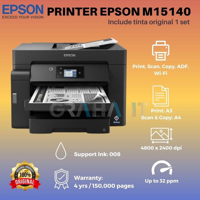 Promo Printer Epson EcoTank M15140 AIO Print Scan Copy WiFi Wireless A3 ...
