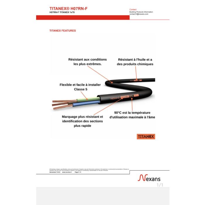Jual Kabel H07RN-F 4X16 mm2 450-750V 0,6/1kV Cable TITANEX NEXANS - Jakarta Barat - 3D-Bismi ...