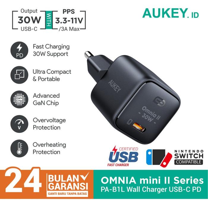 Jual Charger Aukey PA-B1L Omnia Mini II 30W USB-C PD 3.0 - Kota ...