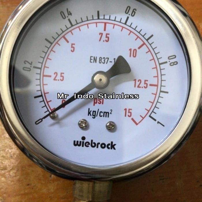Jual Pressure Gauge/ manometer 4" Inch 1 bar (kg/Cm2) Wiebrock ...
