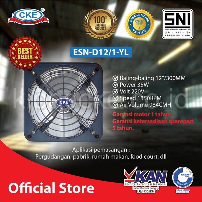 Jual Exhaust Fan CKE 12 Inch Eksos Dinding 12" Industrial Fan Heavy ...