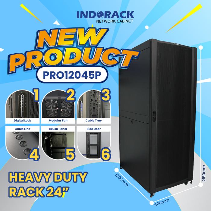 Promo PRO12045P - 45U Heavy Duty Rack Depth 1200mm Perforated Door 24 ...