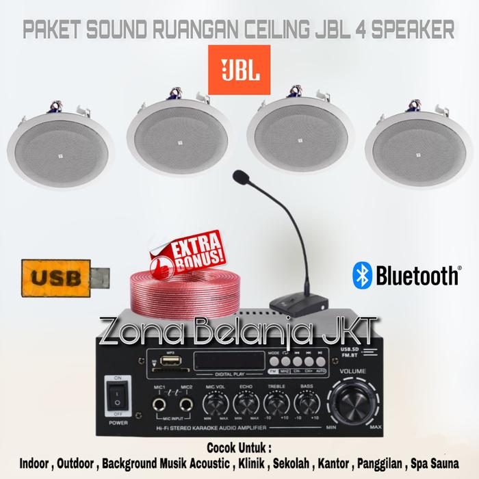 Jual PAKET SOUND RUANGAN SPEAKER CEILING JBL 8 INCH 4 SPEAKER ( SET 1 ...