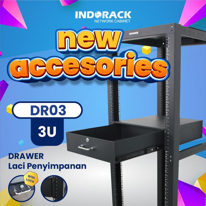 Jual INDORACK - DR03 - DRAWER 3U DEPTH 460MM WITH LOCK - Kota Surabaya ...