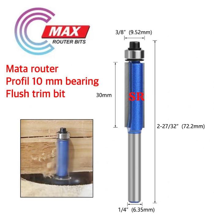 Jual Mata Router/Profil 10mm Roda/ Laminate Flush Trimming Bit Merk C ...