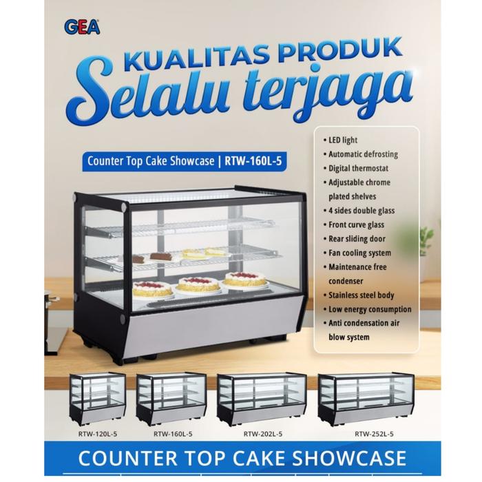 Jual GEA RTW160L-5 COUNTER TOP CAKE SHOWCASE AUTO DEFTOST RTW 160L5 NEW ...