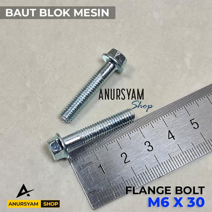 Jual Baut Flange M6 | Baut Blok Mesin M6 x 15 - 110 Putih | Baut Blok ...