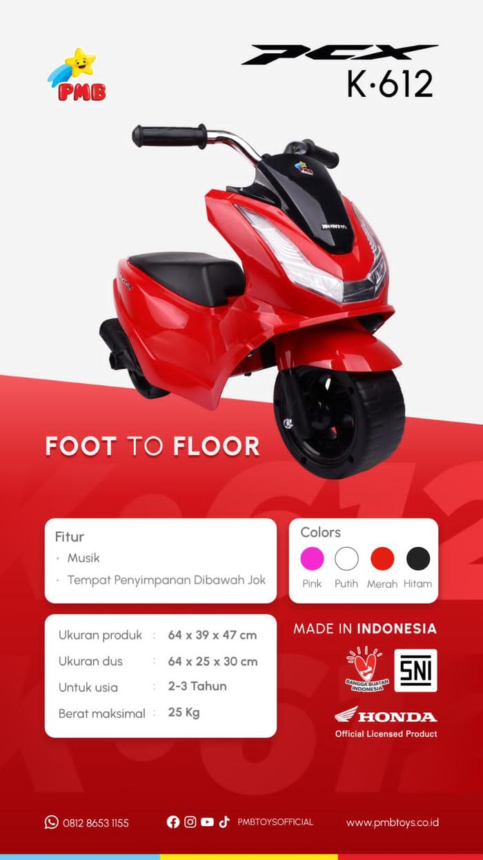 Jual Mainan Motor Anak PMB PCX K612C AKI K612 Manual dorong PCX MINI ...