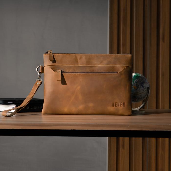 Promo Handbag Pria Kulit Asli Clutch Pouch Original Leather Reven ...