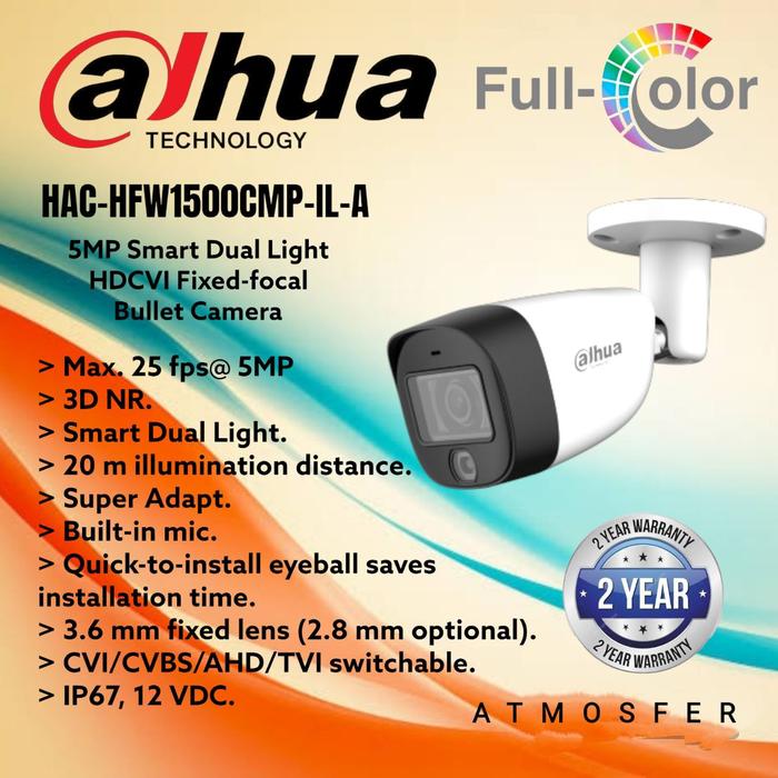 Jual Cctv Dahua Outdoor FullcColor Mic 5mp Dual Light HFW1500CMP-IL-A ...