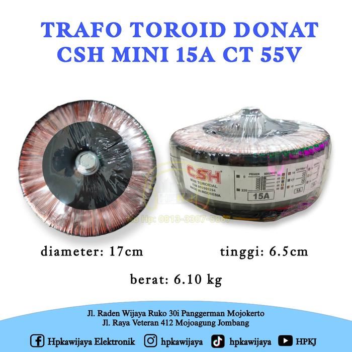 Jual TRAFO TOROID DONAT CSH MINI 15A CT 55V trafo donat CSH 15 A CT 55 V - Kota Mojokerto ...