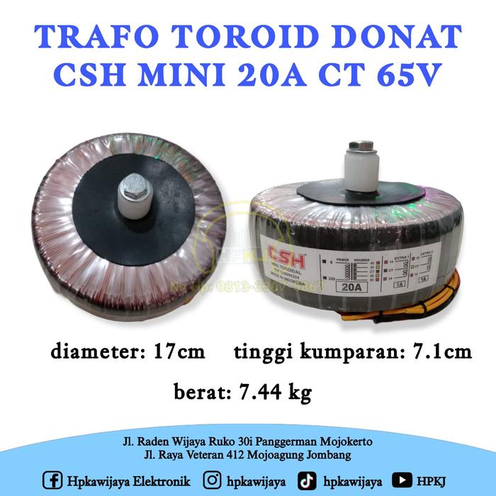 Jual TRAFO TOROID DONAT CSH MINI 20A CT 65V trafo donat CSH 20 A CT 65 ...