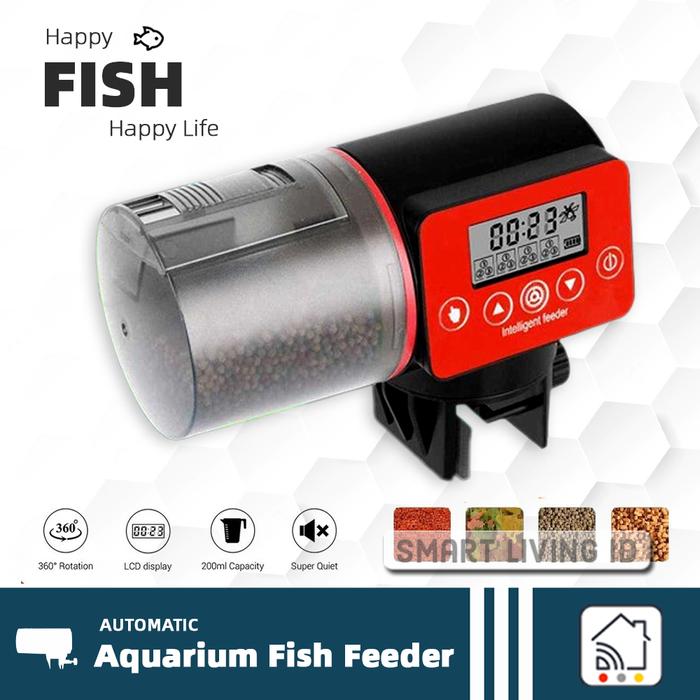 Promo Automatic Fish Feeder Dispenser Makanan Pakan Ikan Otomatis 200ml ...