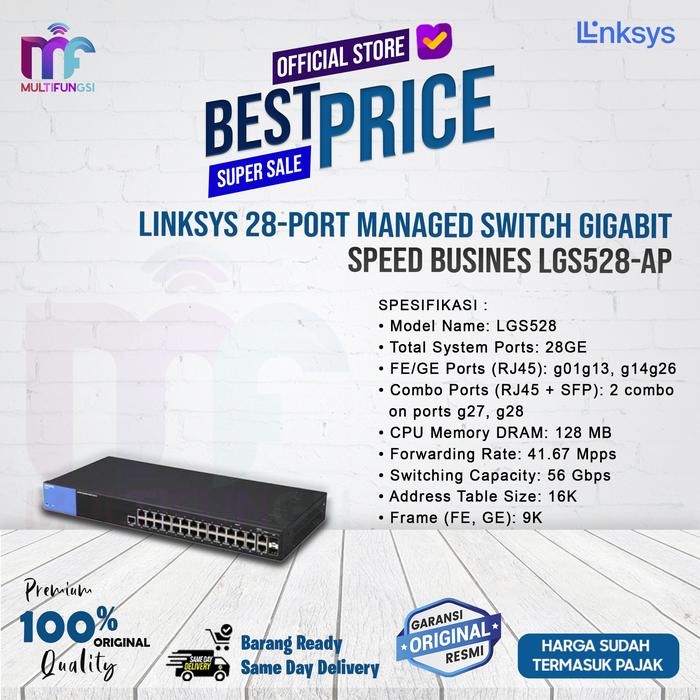 Promo Linksys 28-Port Managed Switch Gigabit Speed Busines LGS528-AP ...