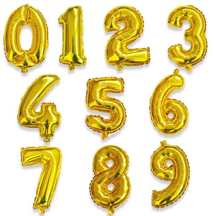 Jual Balon Foil Angka Jumbo Gold Silver Ukuran 80cm - Gold, Angka 4 ...