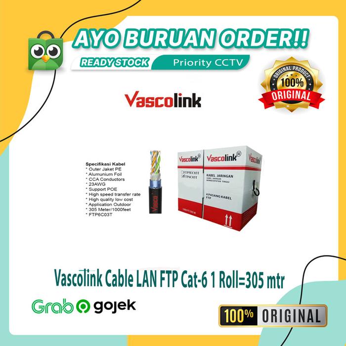 Jual Kabel Cable LAN FTP Outdoor CAT 6 / CAT6 ( Black ) Vascolink 305M - Jakarta Pusat ...
