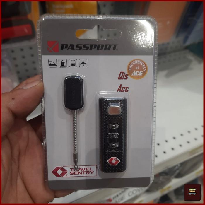 Jual PASSPORT Gembok Koper TSA Kabel Sling 3 Kombinasi TSA16163 - Hitam ...