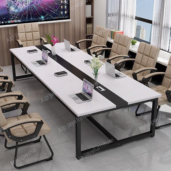 Jual meja meeting meja kantor meja rapat minimalis modern kayu mahogani ...