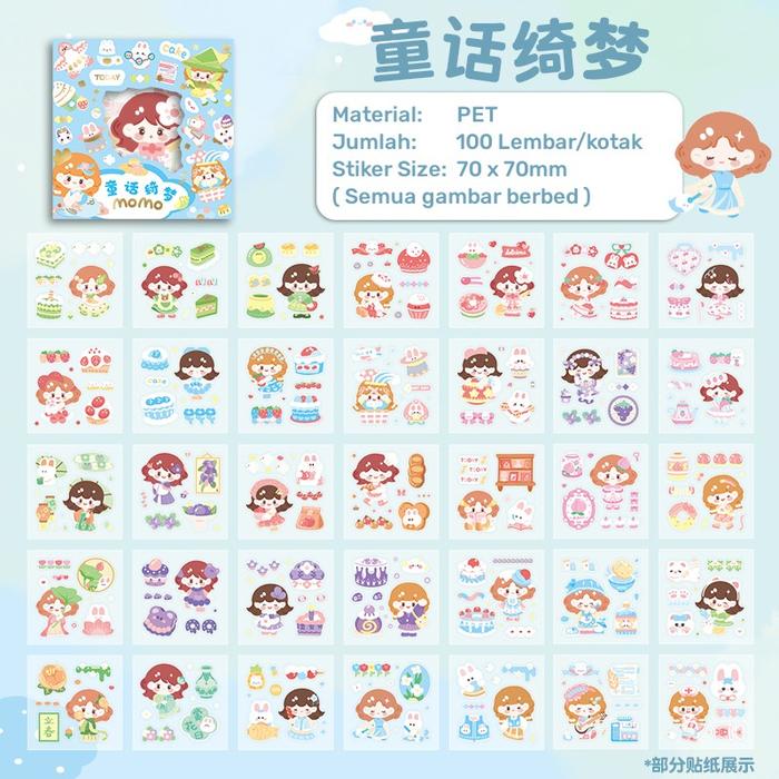 Jual Sticker Korea kawaii lucu imut sticker terbaru sticker kotak 100 ...