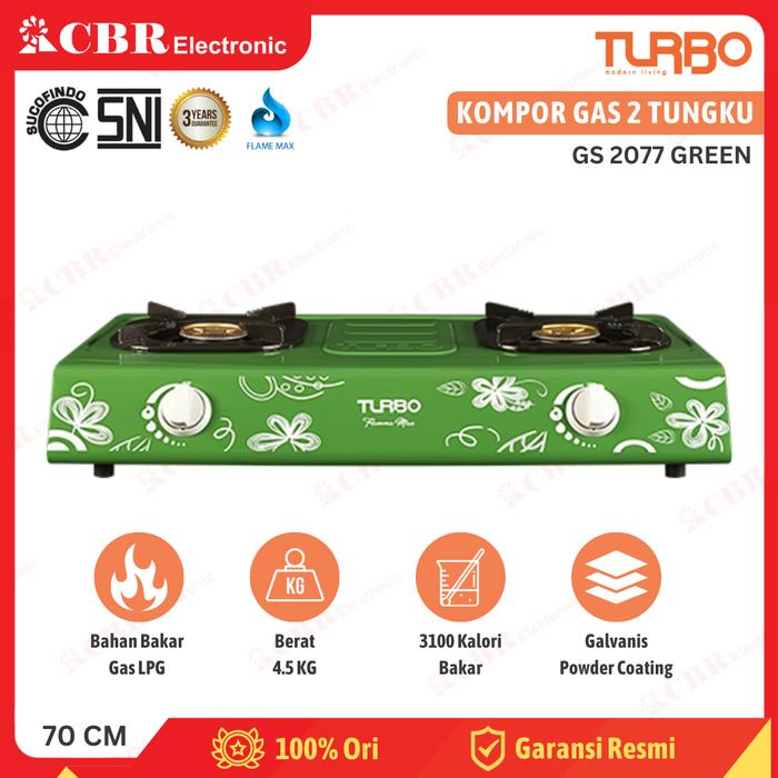 Jual Kompor Gas TURBO 2 Tungku GS 2077 GREEN - Kota Batam - CBR Elektronik Batam | Tokopedia