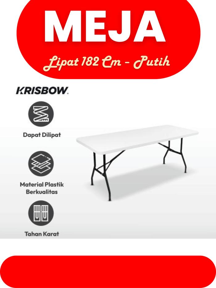 Jual Krisbow Meja Lipat Serbaguna 182 Cm Putih Meja Taman Serbaguna ...