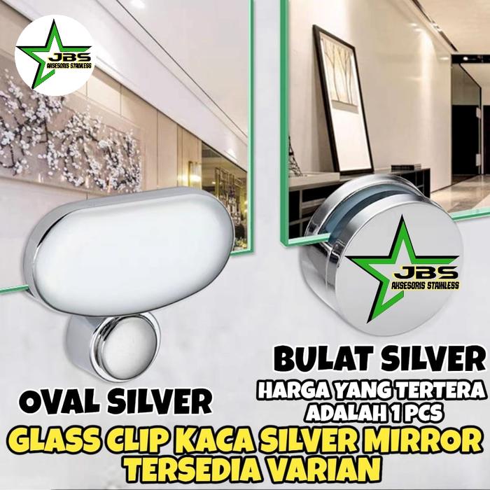 Promo GLASS CLIP/KLEM PENJEPIT KACA CERMIN DINDING/MIRROR HOLDER SILVER ...